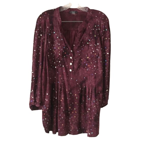 Cocomo | Tops | Cocomo Womens Blouse Plus X Burgundy Embroidered ...